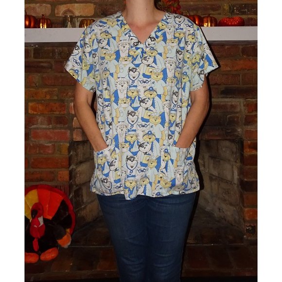 STAT | Tops | Stat Cat Doctor Scrub Top M To L Vet Tech Pediatric ...